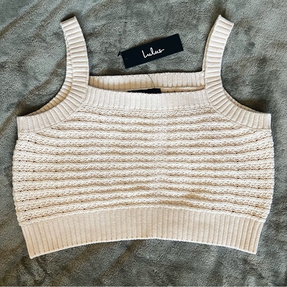 Lulus | Tops | Lulus True Knit Ivory Cotton Sleeveless Cropped Tank ...